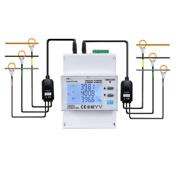 OB4374CT Three Phase Digital Meter with Dual Sensor - Rogowski Coils or ...